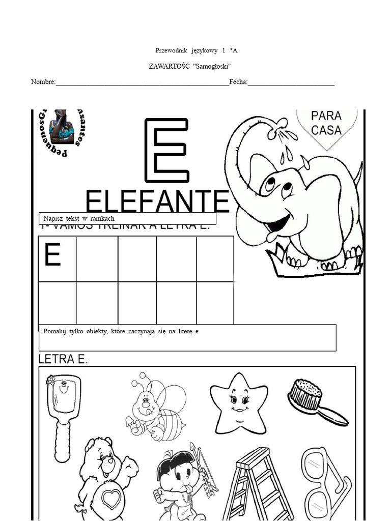 Zajęcia Litera e | PDF