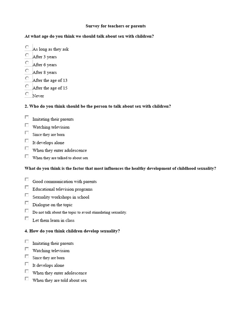 Survey for teachers or parents CORRECTED.docx | PDF | Human Sexuality | Autism