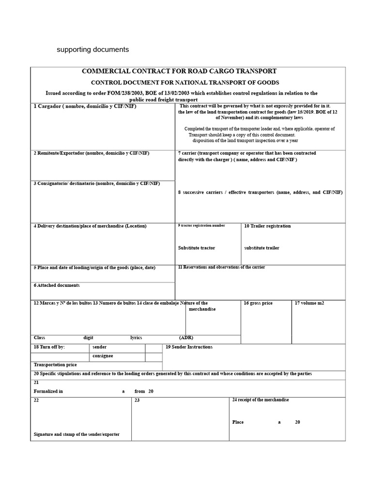 Commercial Contract For Road Freight Transportation | PDF | Cargo ...