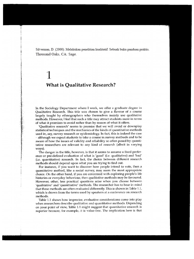 Silverman d 2000 Melakukan Penelitian Kualitatif A | PDF