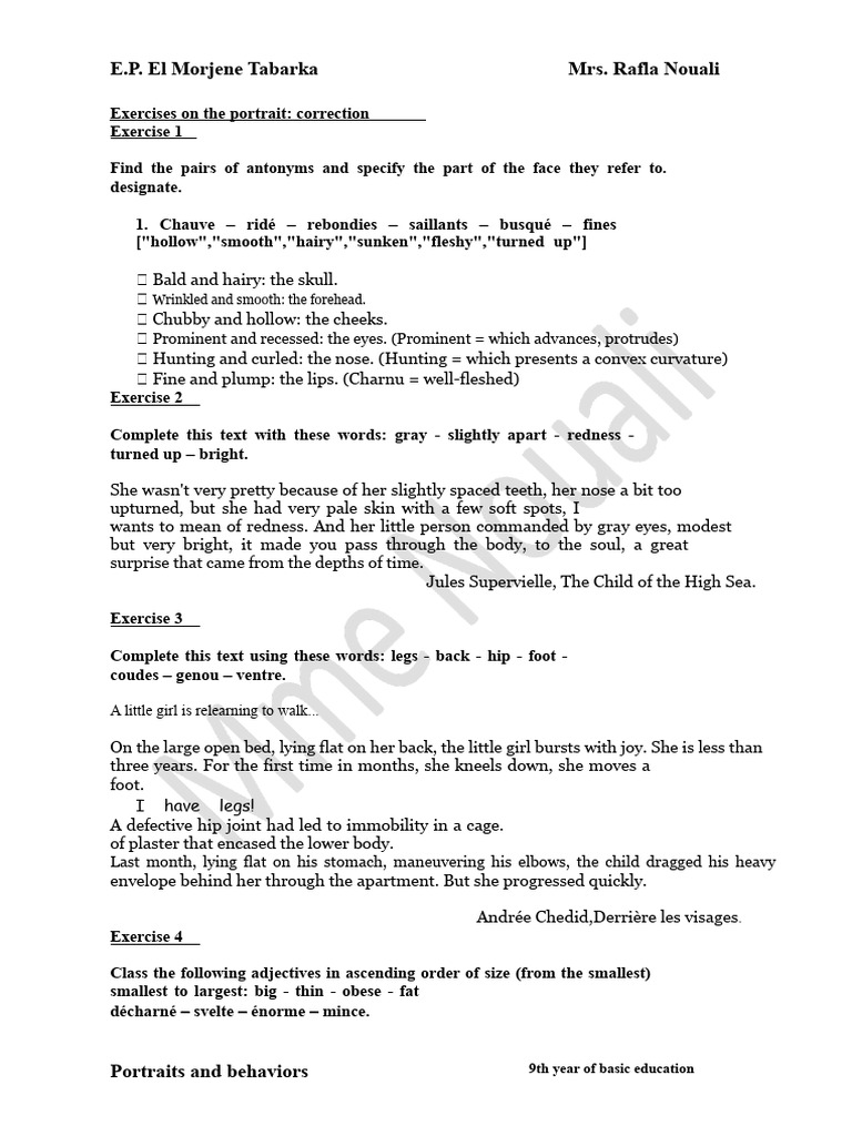 Portrait and Behavior Exercises Guide | PDF | Hair