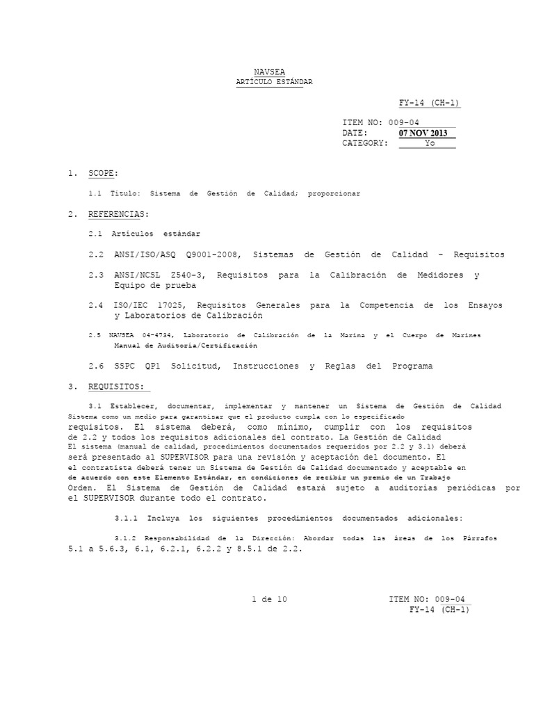 009 04 - Fy14 CH1 | PDF | Sistema de manejo de calidad | Calibración