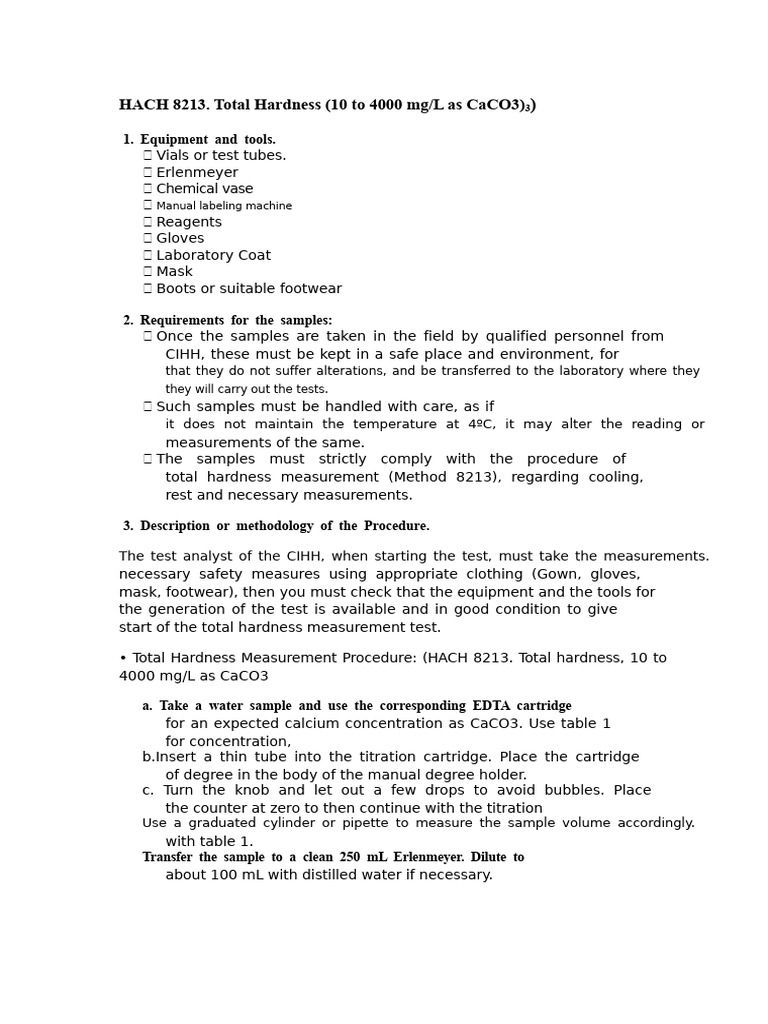 HACH 8213 Total Hardness | PDF | Magnesium | Titration