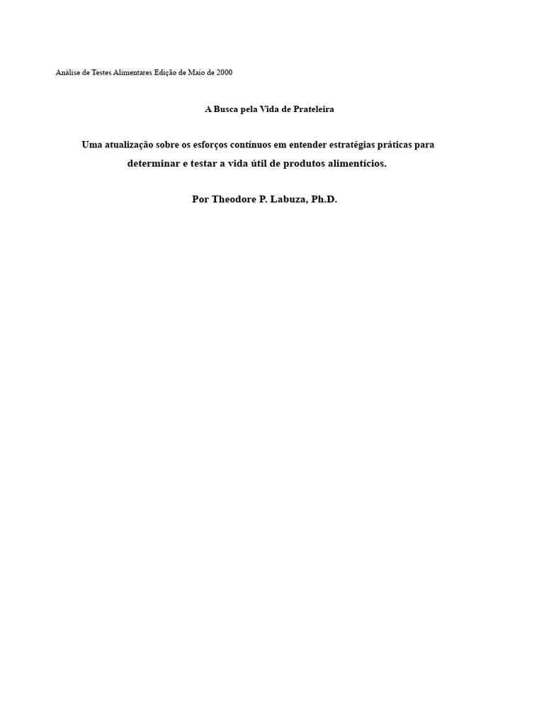 Vida Útil LABUZA (1) - Leitura 1 | PDF | Vida | Temperatura
