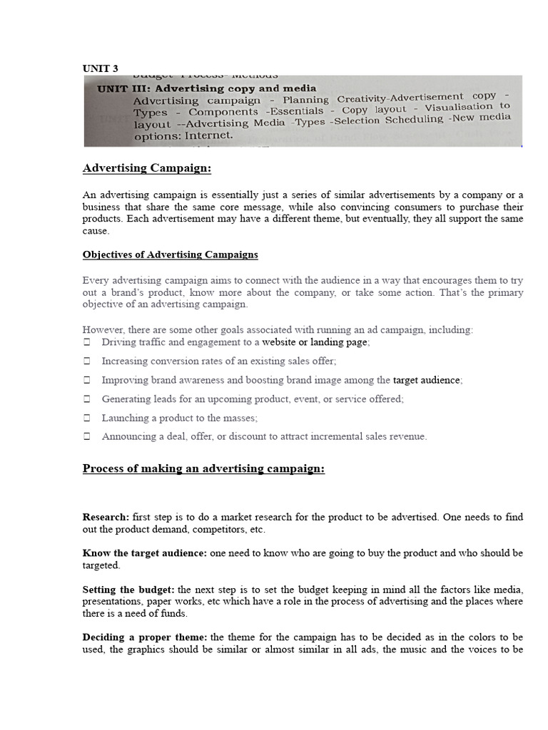 UNIT 3 Advertising.docx-1 | PDF | Advertising | Online Advertising