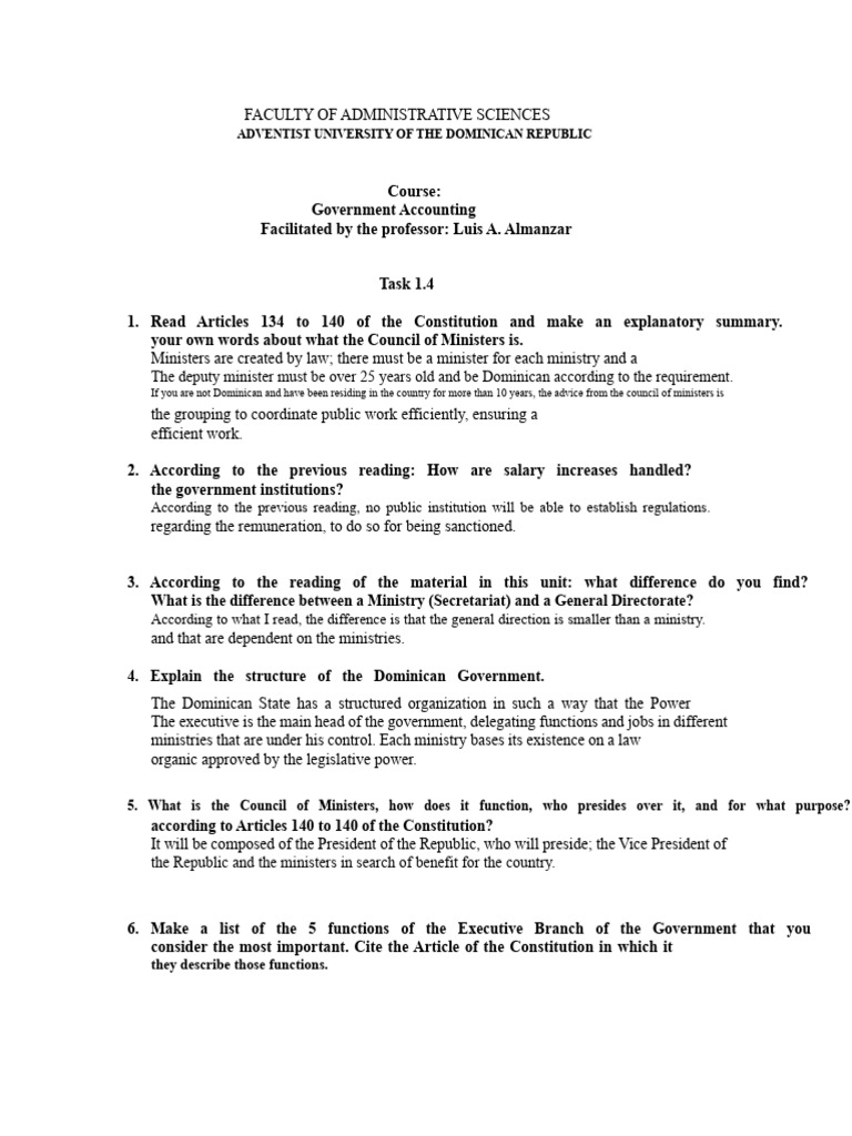 Overview of Dominican Government Structure | PDF | Constitution ...