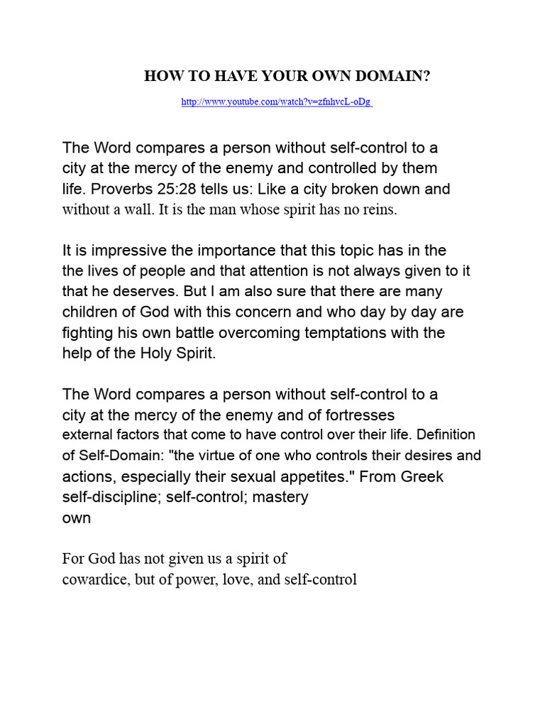 Mastering Self-Control in Faith | PDF | Self Control | Self-Management