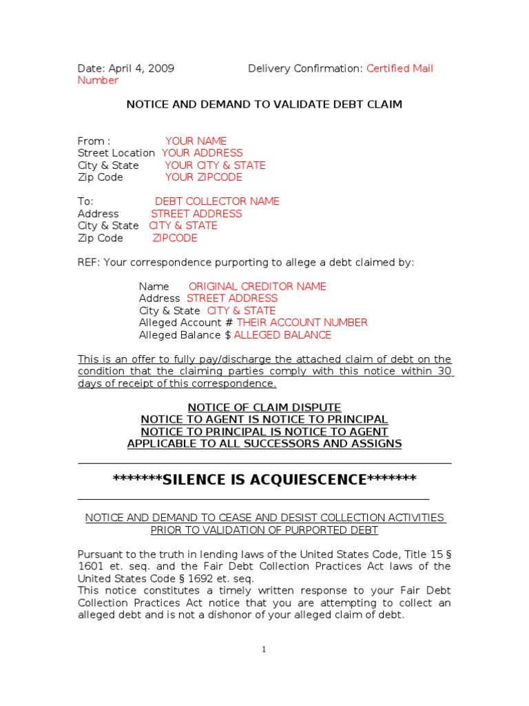 Enhanced Validation Letter RED | PDF | Collection Agency | Debt