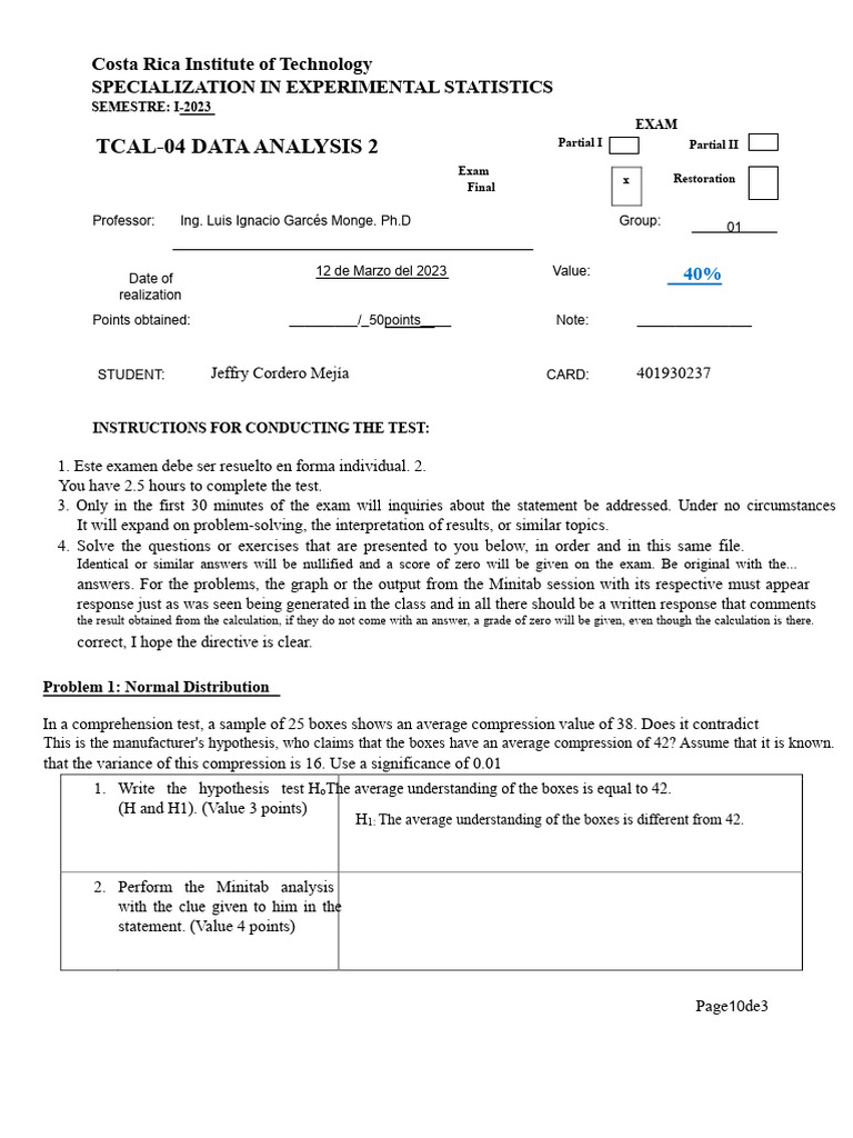 Final Exam Data Analysis 2 | PDF | Statistical Inference | Data Analysis