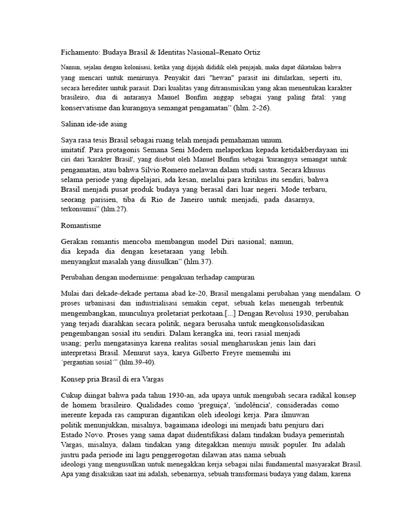 Budaya Brasil: Identitas dan Alienasi | PDF