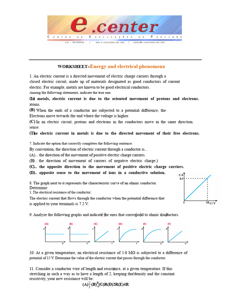 10 FQ Global Electricity Test 1 | PDF | Electric Current | Voltage