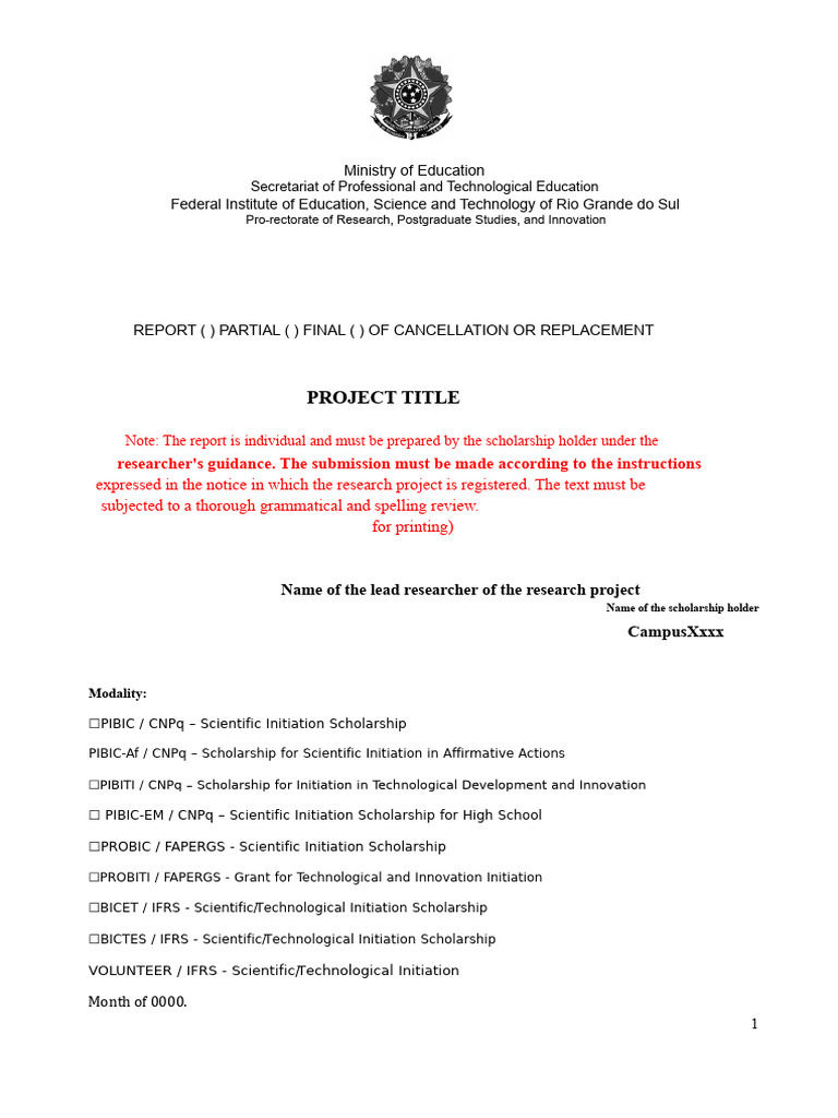Research Project Report Template | PDF | Bibliography | Science