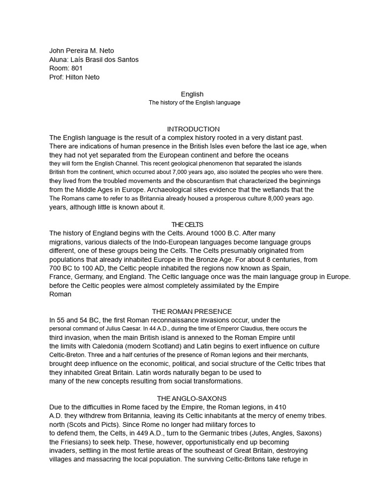 The History of The English Language | PDF | English Language ...