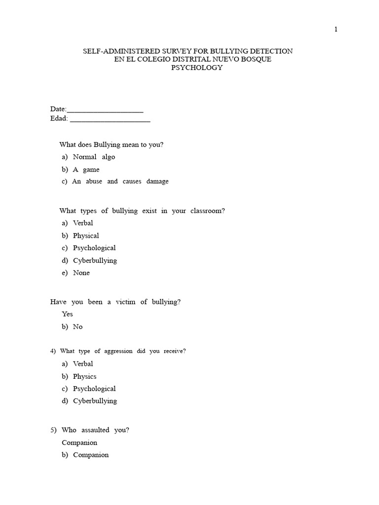 Bullying Survey | PDF