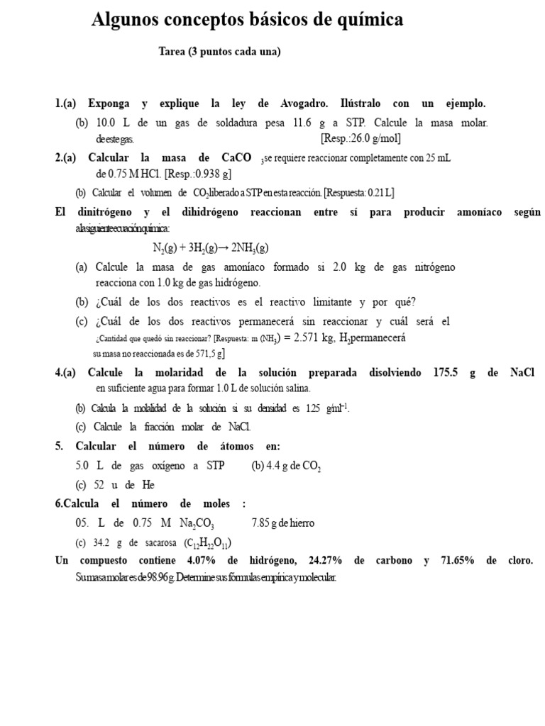 11 Química Capítulo 1 Tarea 1 | PDF