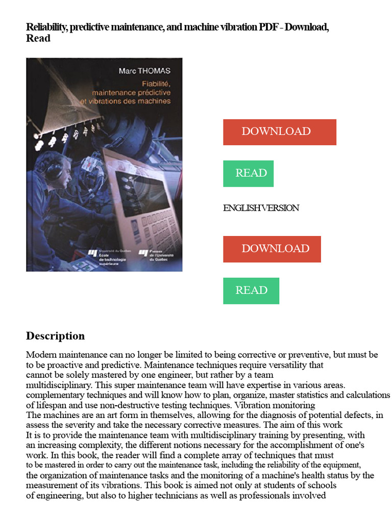 Reliability, Predictive Maintenance, and Machine Vibration PDF ...