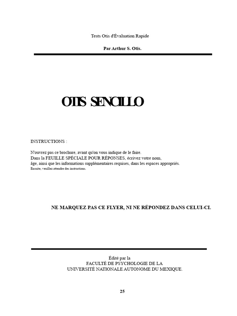 Test d'Évaluation Rapide Otis | PDF