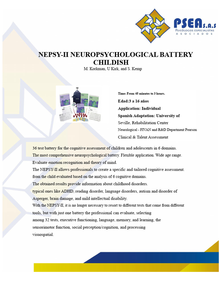 NEPSY-II: Comprehensive Child Assessment | PDF | Attention Deficit ...