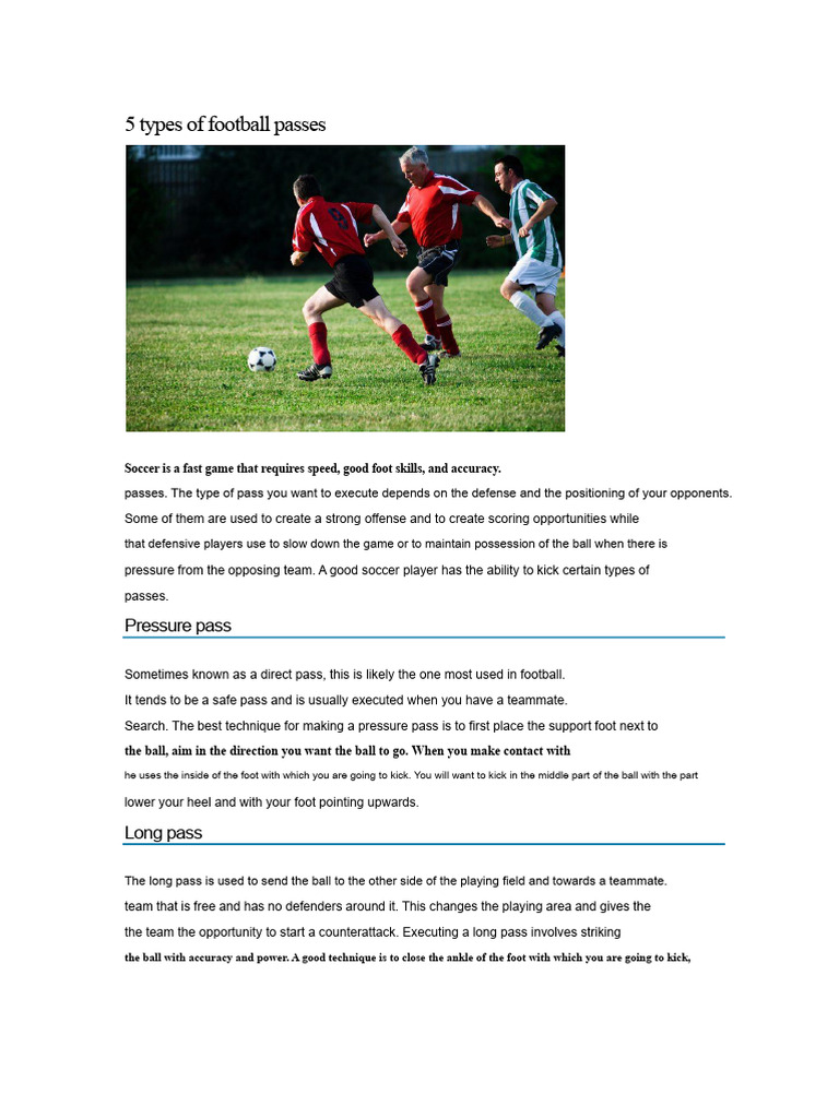 5 Essential Soccer Pass Types | PDF | Forward (Association Football ...