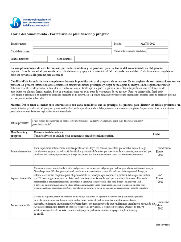Real Uno Tok - Ensayo - PPF - Exemplar - Form | PDF | Ensayos