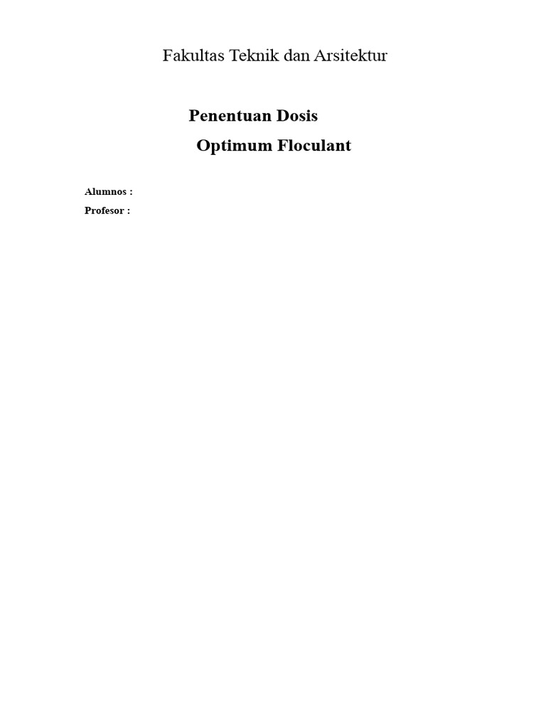 Dosis Optimal Flokulan untuk Sedimentasi | PDF