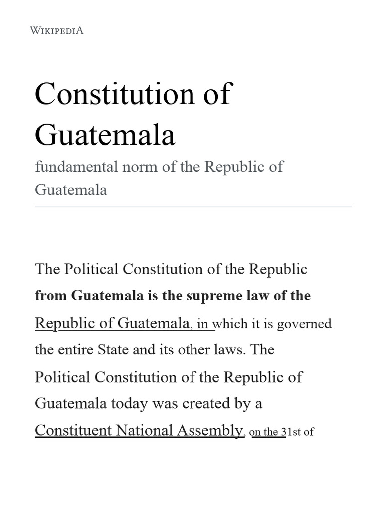 Guatemala's 1985 Political Constitution | PDF | Constitution ...