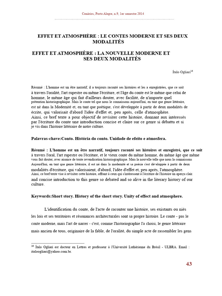 Effet et Atmosphère dans le Conte Moderne | PDF | Edgar Allan Poe ...