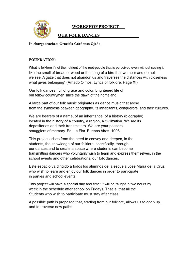 Folklore Workshop Project | PDF | Perception | Dances