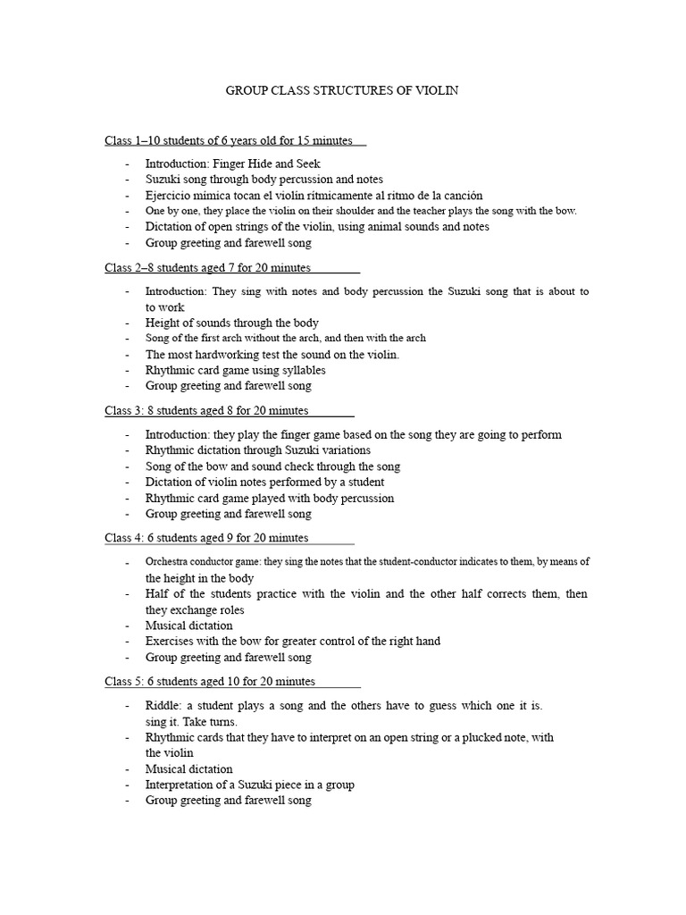 Group Violin Class Structures | PDF