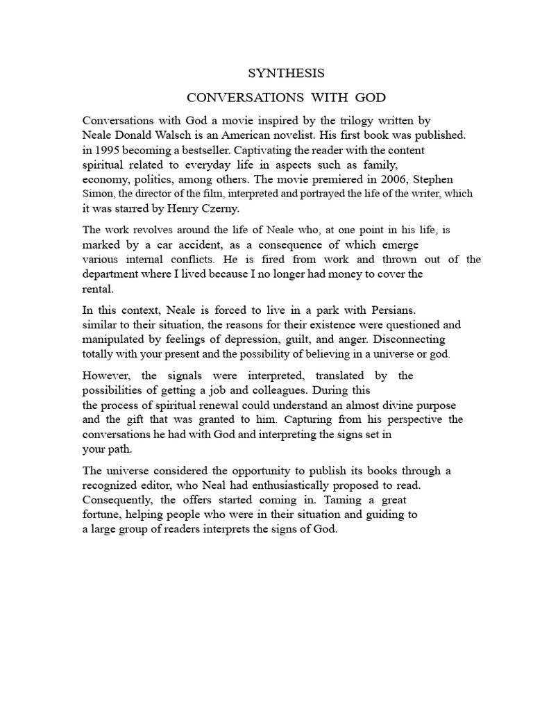 SYNTHESIS Conversations With God | PDF