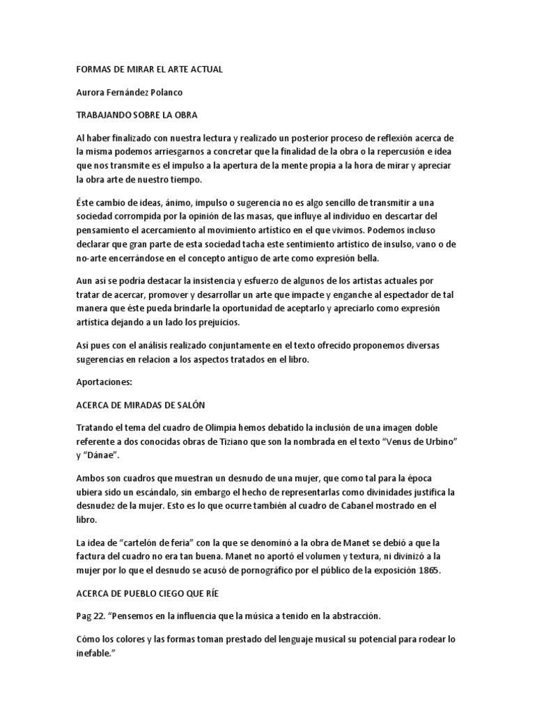 Formas de Mirar El Arte Actual | PDF | Desnudez | Édouard Manet