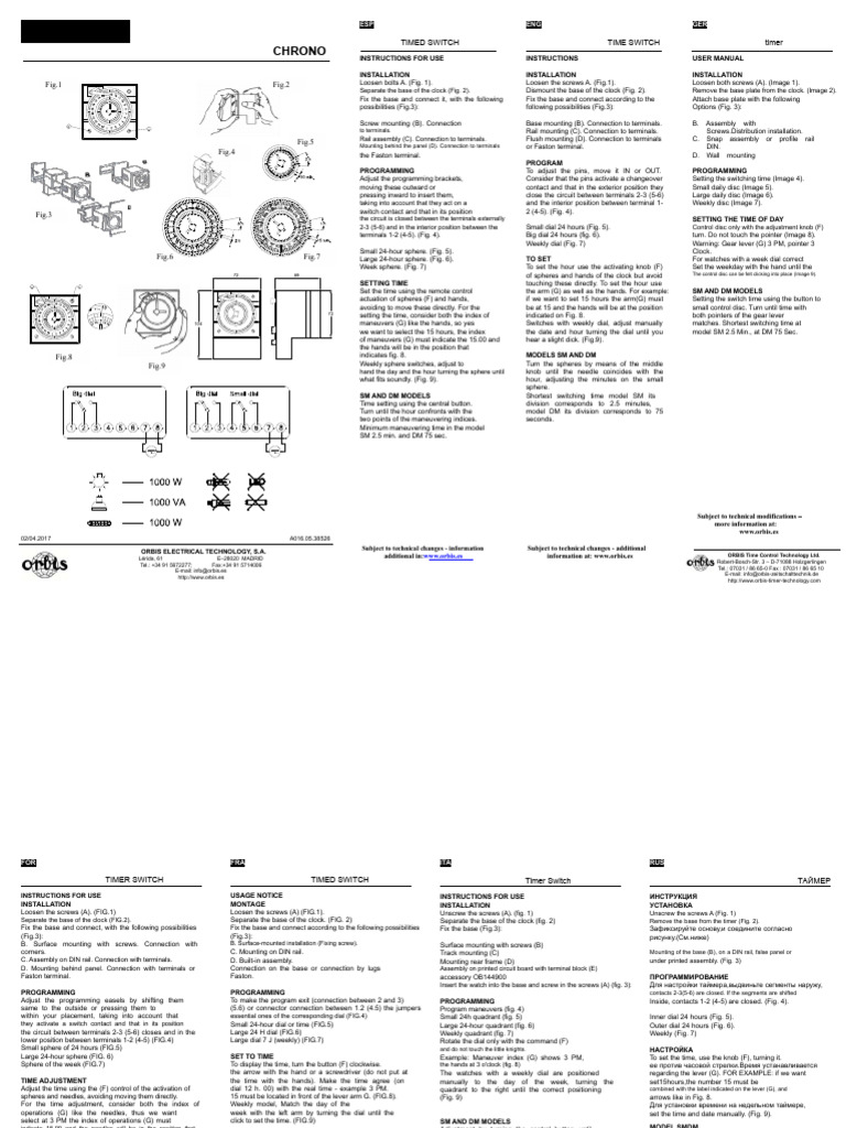 Orbis Crono Programmer Manual | PDF | Alternating Current | Electricity