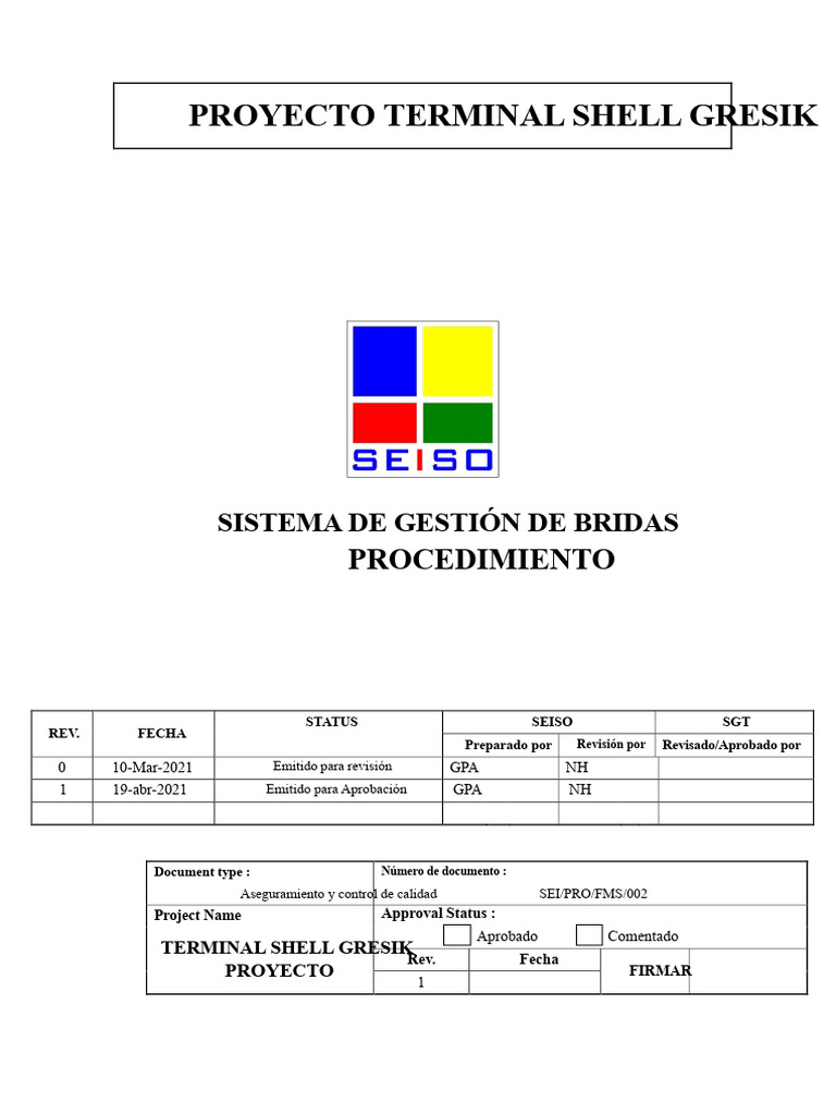 Procedimiento Gestión de Bridas Shell Gresik | PDF | Tornillo ...