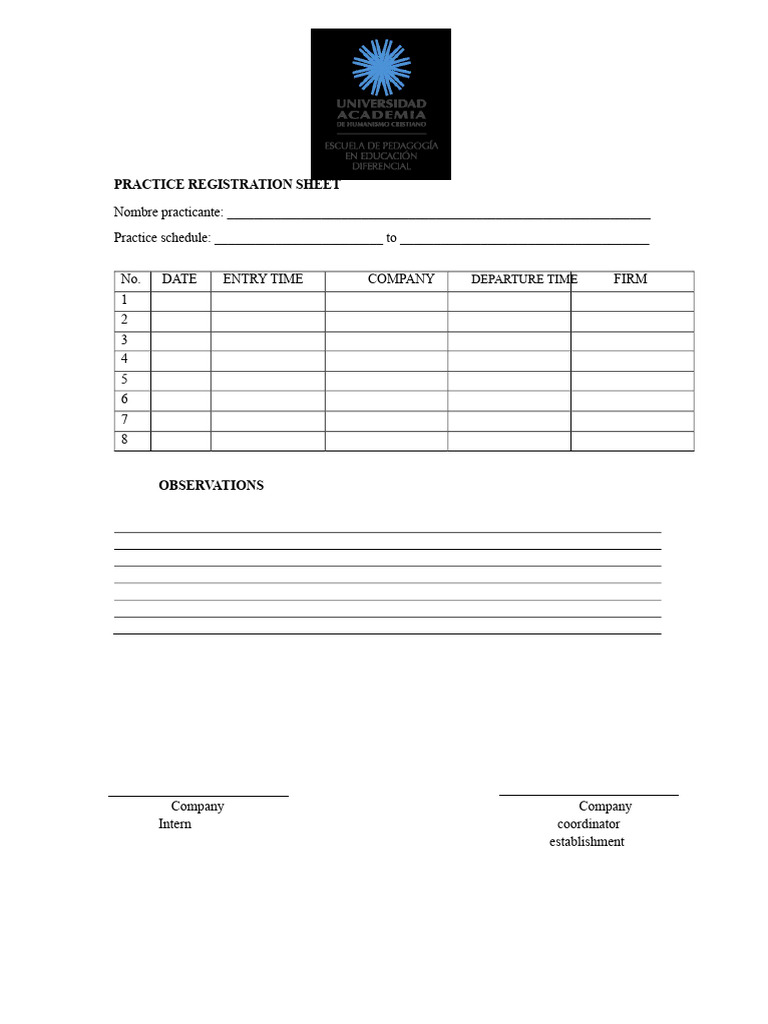 Practice Record Sheet | PDF