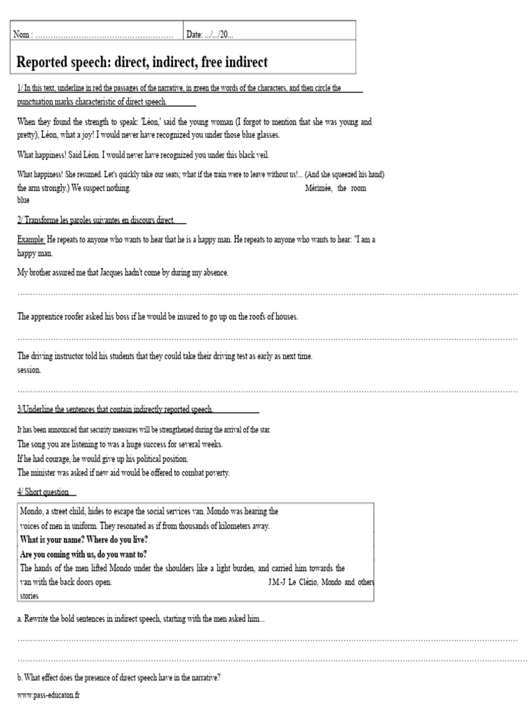 Reported Speech Exercises and Analysis | PDF