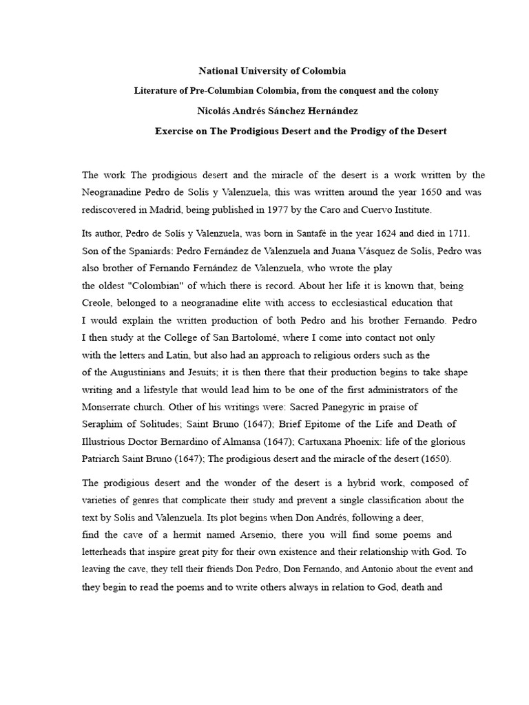 Exercise On The Prodigious Desert and The Prodigy of The Desert | PDF ...