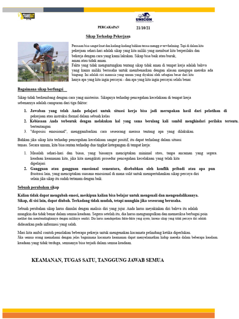 Diskusi - Sikap Di Tempat Kerja | PDF