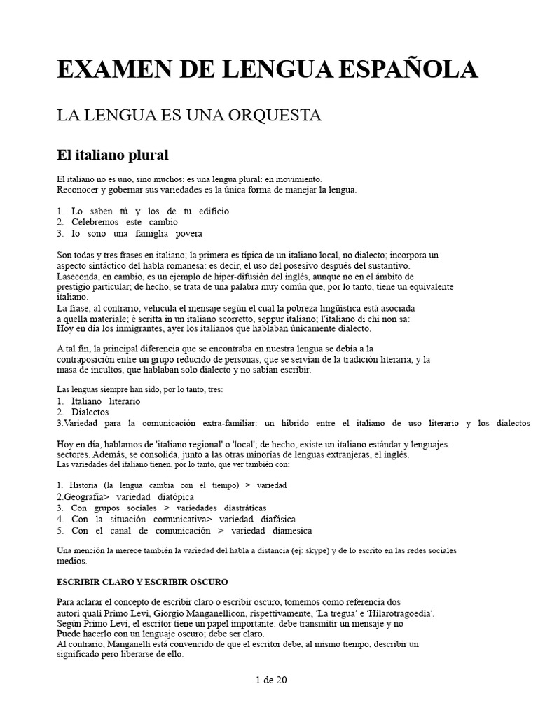 Variedades del Italiano y su Evolución | PDF | Idioma italiano ...