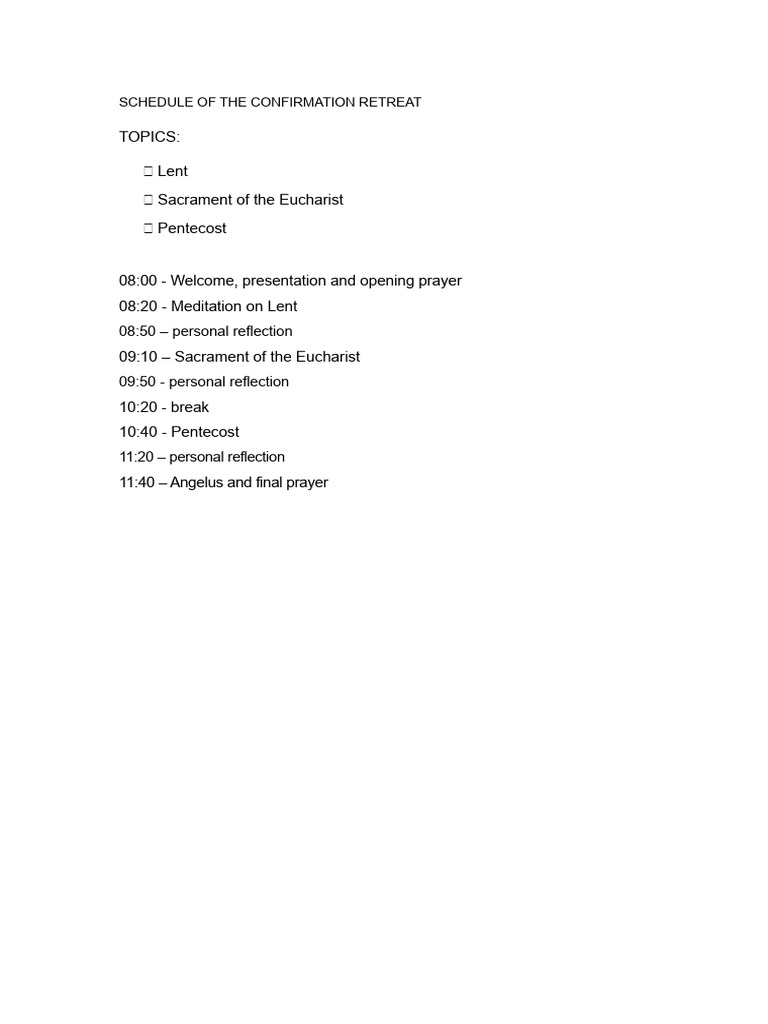 Confirmation Retreat | PDF