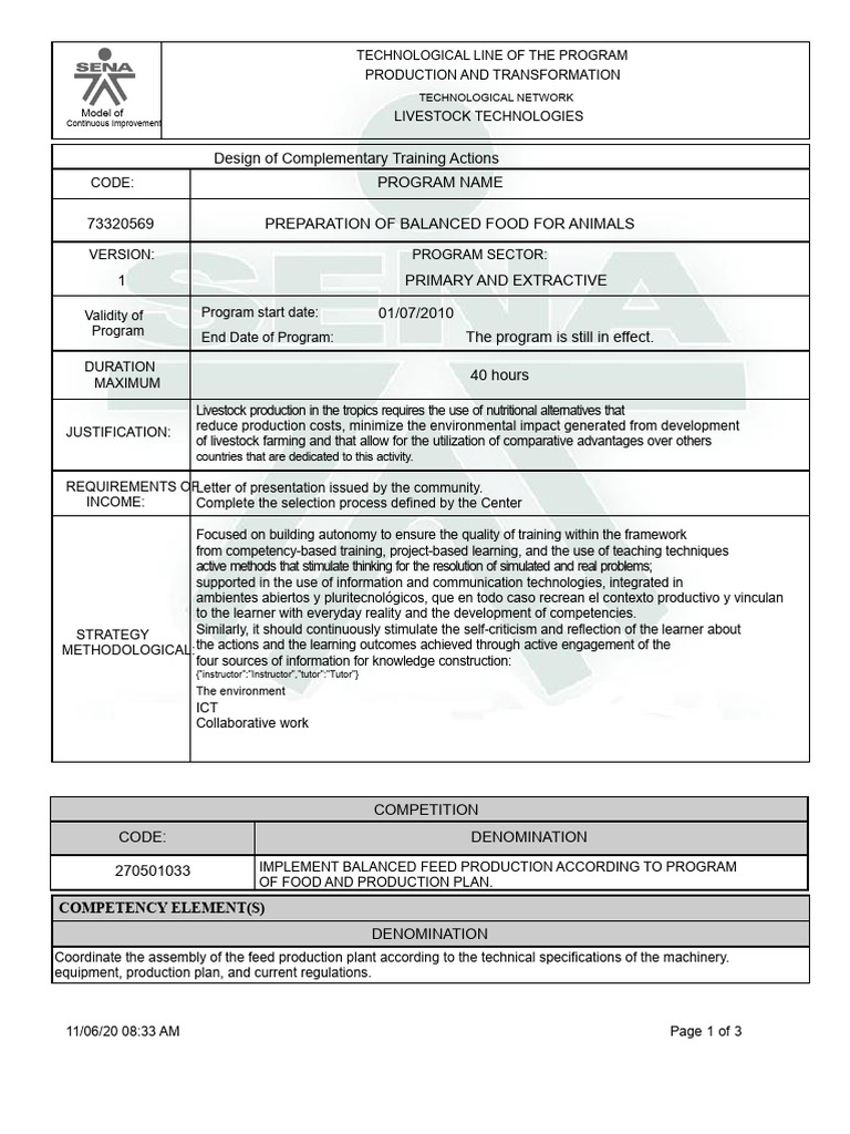 Balanced Animal Feed Production Program | PDF | Learning | Foods