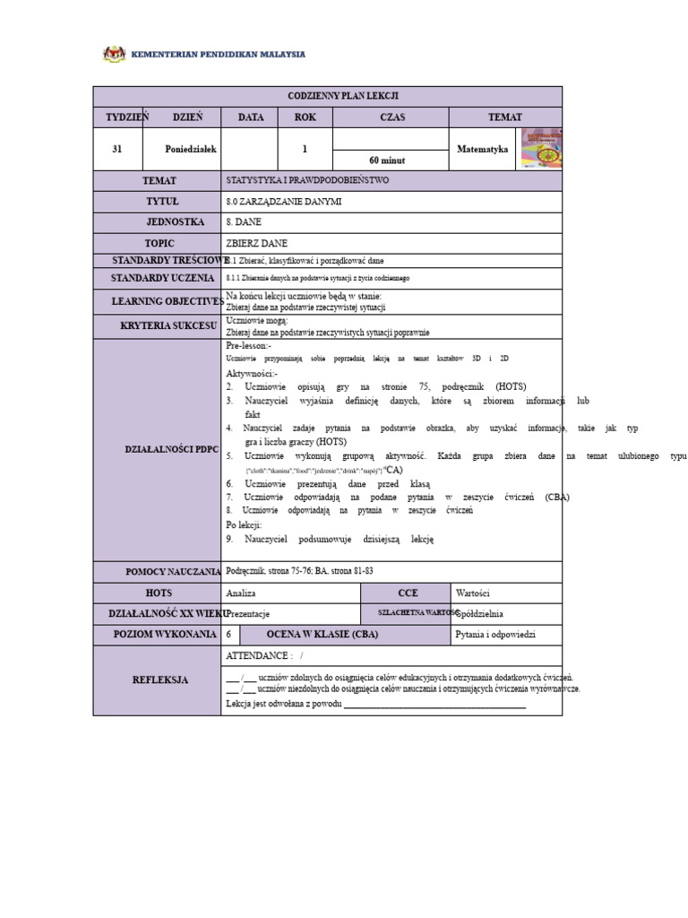 RPH Mate DLP Y1 Tajuk 8 (M31-33) | PDF