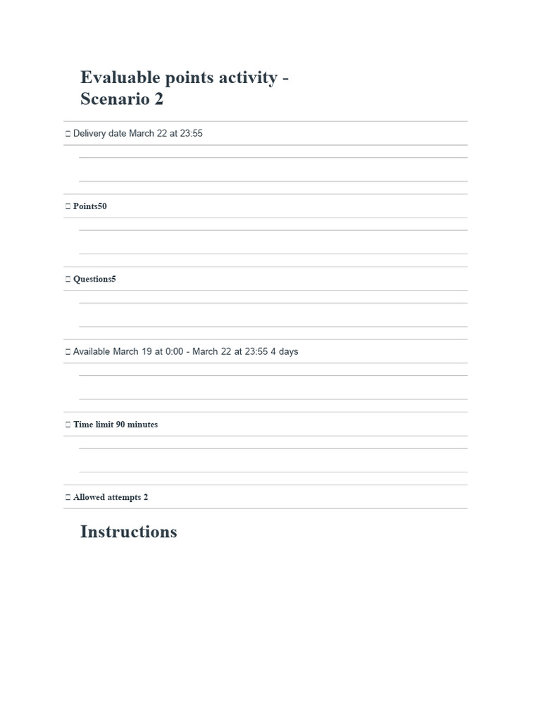 Evaluable Points Activity Scenarios 1 and 2 | PDF | Automation | Business