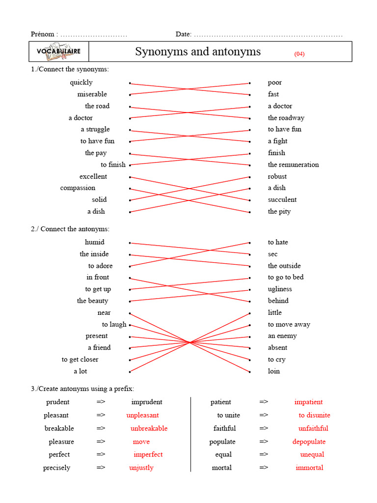 Synonyms and Antonyms 04 - C | PDF | Lexical Semantics | Vocabulary