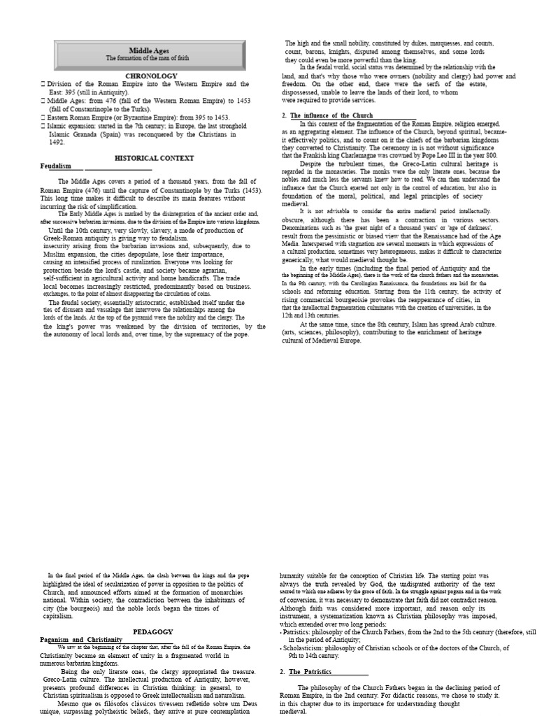Feudalism and Church Influence in the Middle Ages | PDF | Middle Ages ...