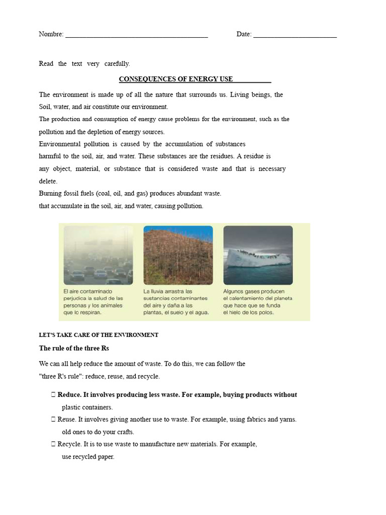 Reading Comprehension SCIENCES Saving Energy | PDF | Waste | Recycling