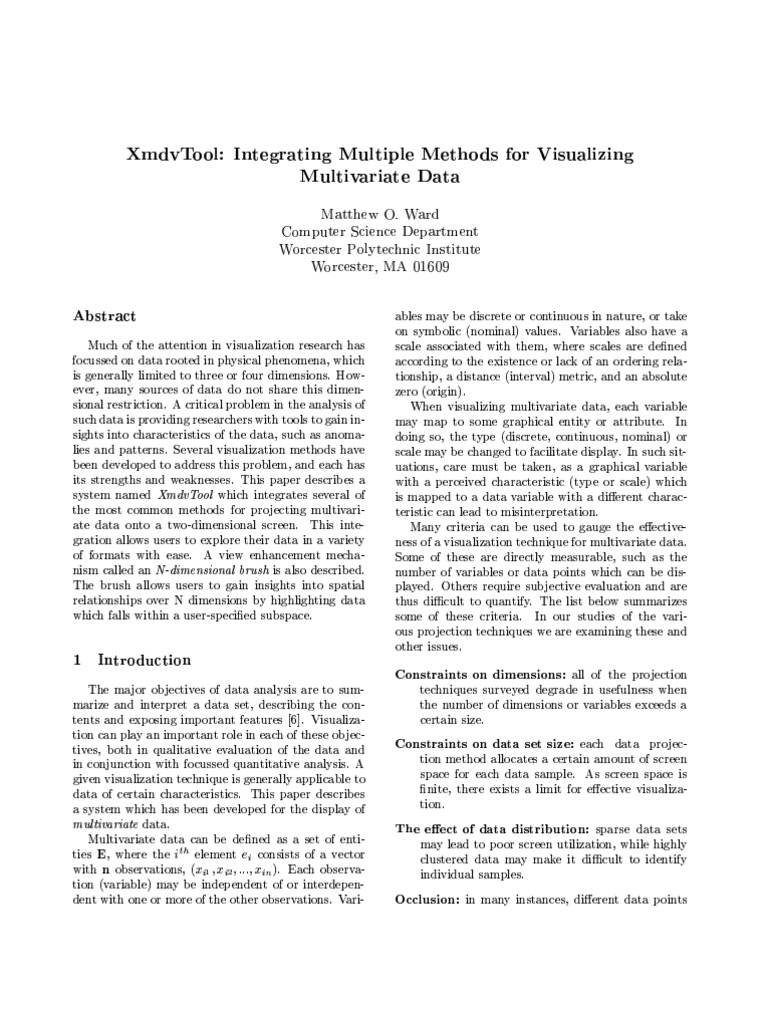 Ward - XmdvTool - Integrating Multiple Methods For Visualizing ...