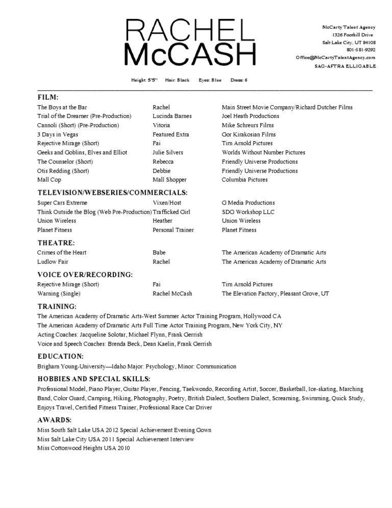 RACHELMCCASHACTINGRESUME | PDF