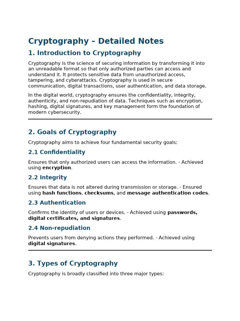 Cryptography Detailed Notes Pdf Cryptography Encryption