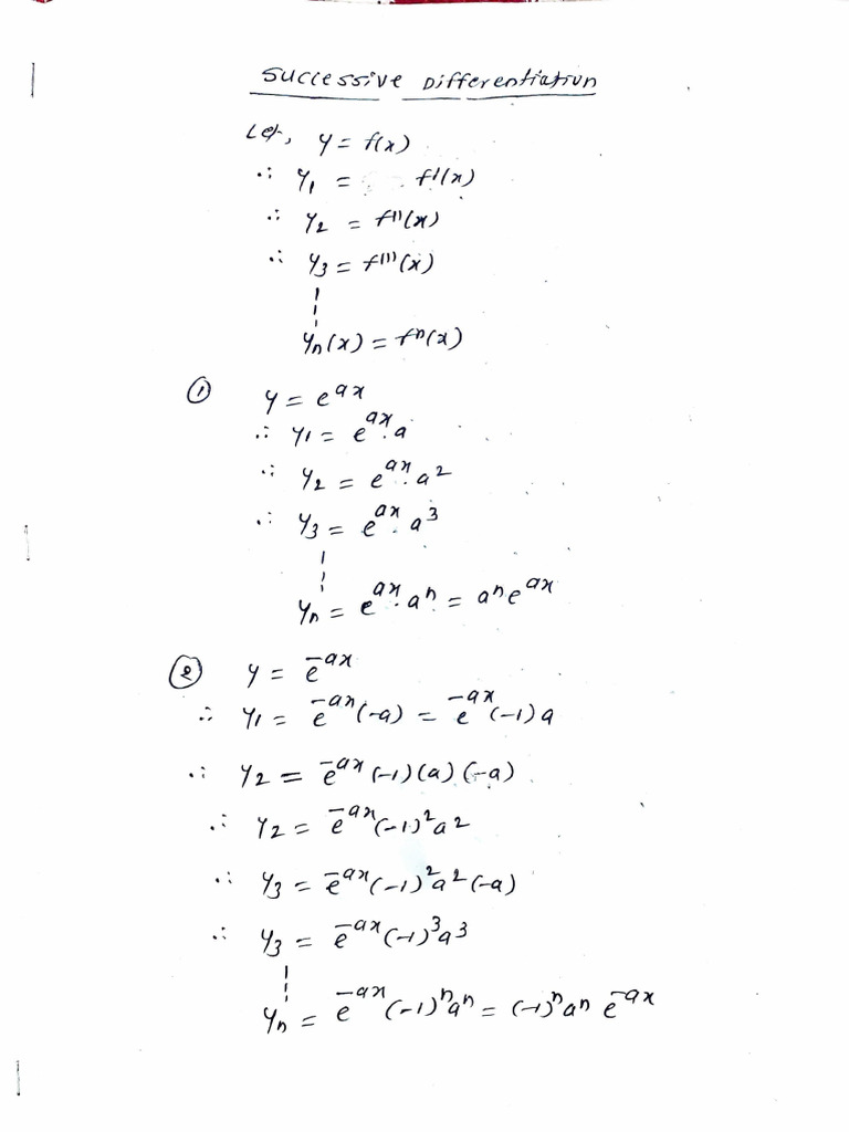 Successive Differentiation - I | PDF