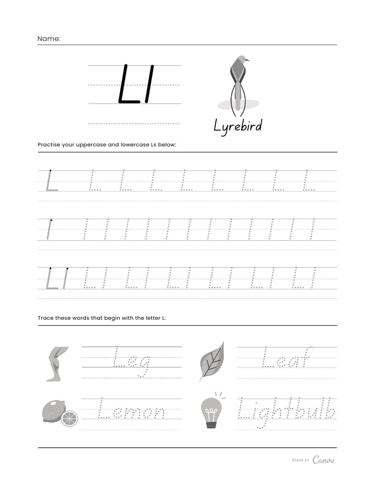 Letter L Tracing Worksheet | PDF